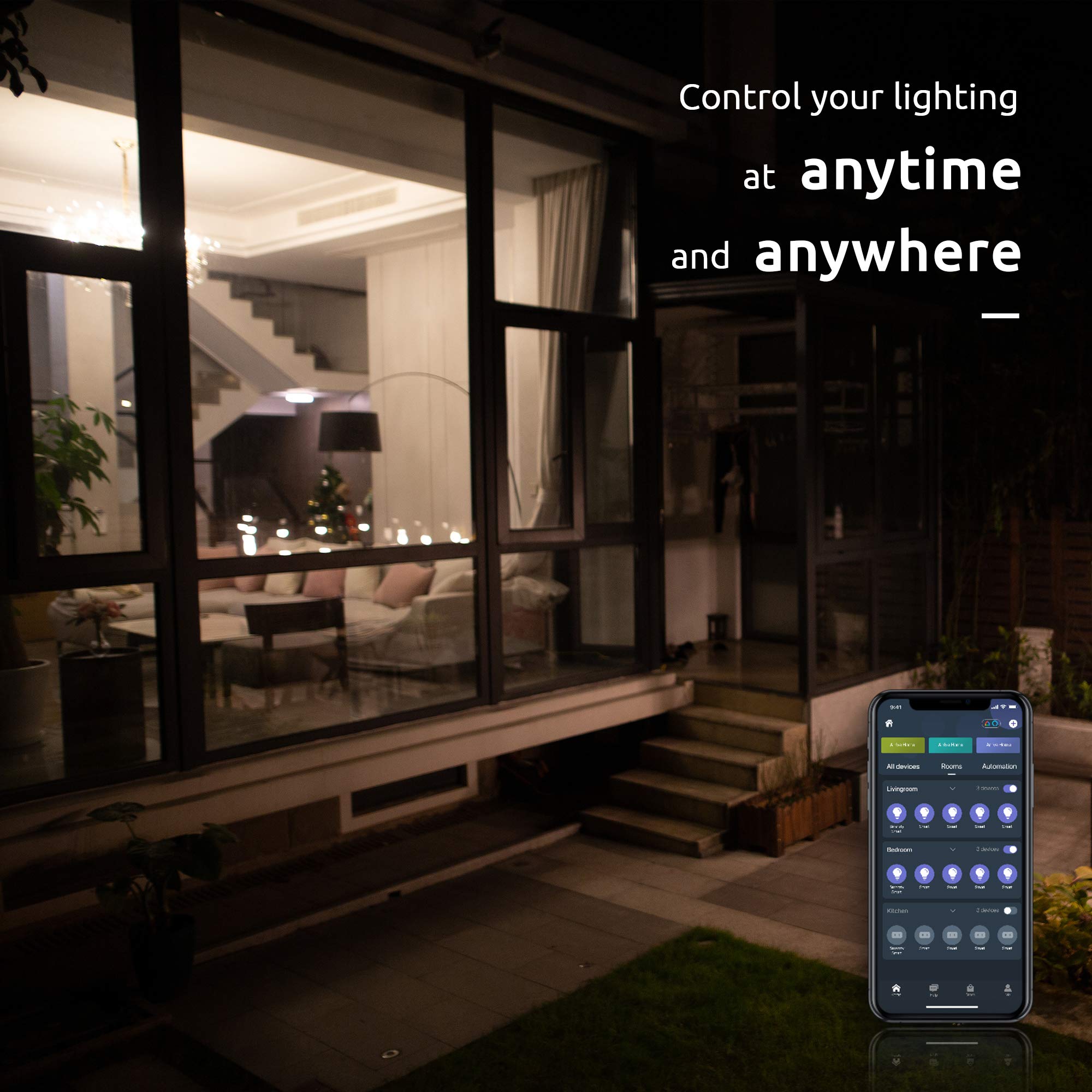 LUMIMAN Smart Light Bulbs That Works with Alexa and Google Home E26 A19, 800 Lumen, WiFi LED Light Bulb Dimmable Warm White& Cool White (2700K-6500K) 7W, No Hub Required, 4 Pack