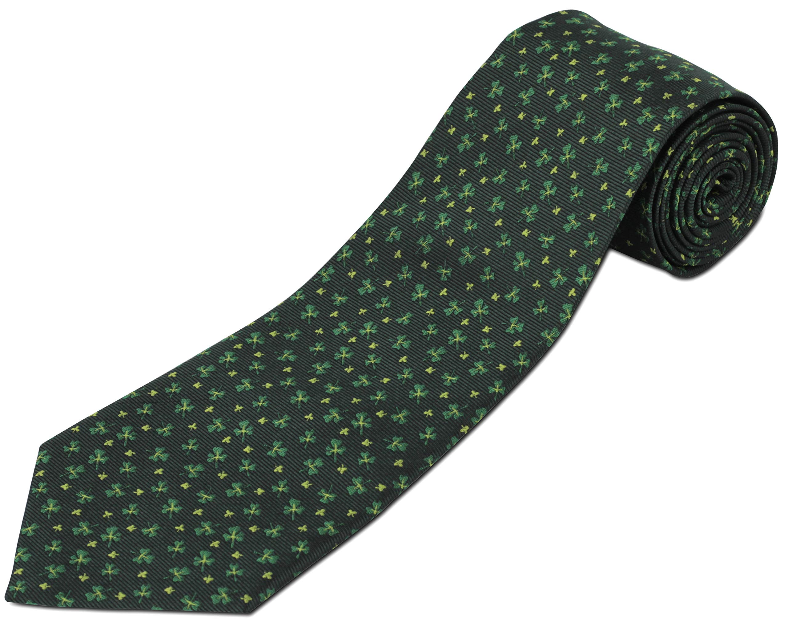 Long Tie Store | Extra Long Silk Necktie for Tall Men | 63 Inches Long 3.75 Inches Wide | Green St. Patrick's Shamrock Lucky Pattern
