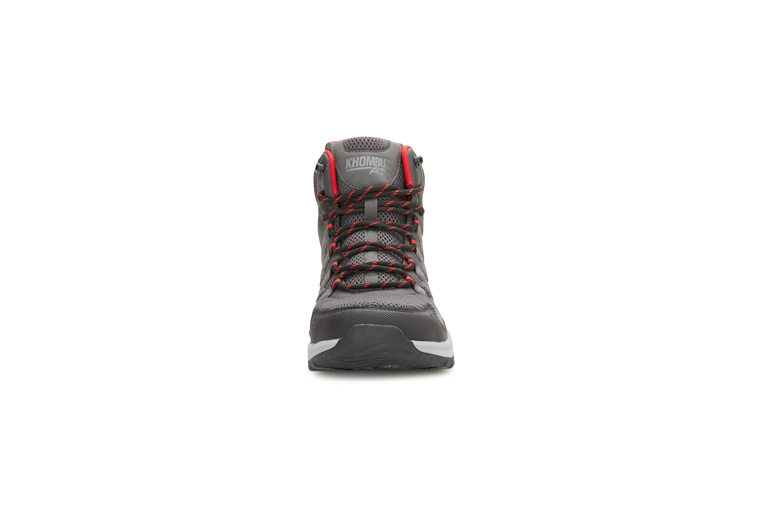 Khombu Atwood Waterproof Hiking Boots for Men Aggresive Lug Pattern Rugged & Hardy Structure, Forged Iron/Red, 8.5