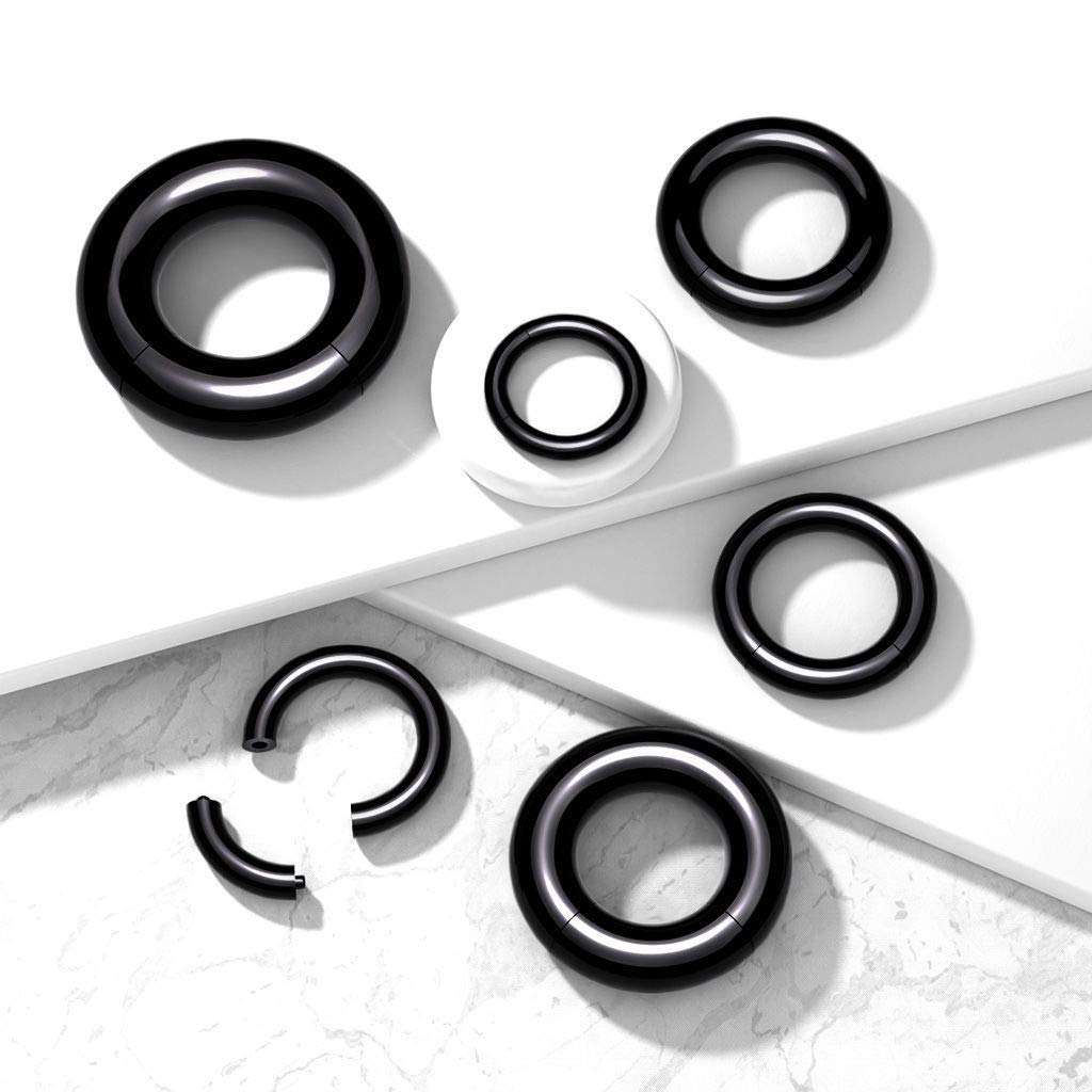 Luxe Modz BodyJewelryOnline PAIR of Black Acrylic Segment Rings, Captive Bead, 8 Gauge (1/2โ 16mm) Thickness, Hypoallergenic, Nickel-Free, Stylish, Super LightWeight