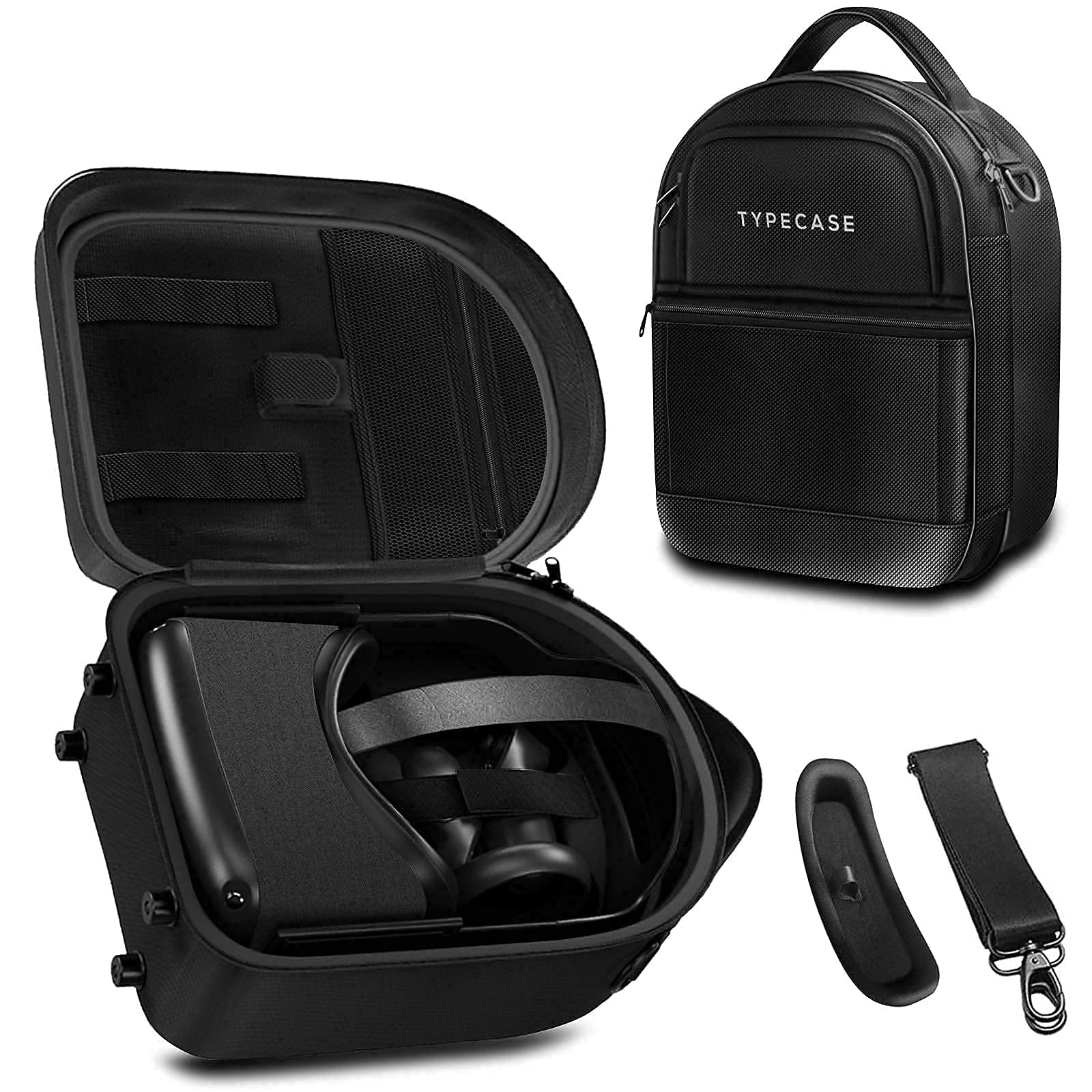 Oculus Quest Case All-in-one Carrying Case for Oculus Quest 2 VR Gaming Headsets and Controllers Accessories, Hard Protective Travel Case with Shoulder Strap, VR Glass Protector-Shock-Dust-Water Proof