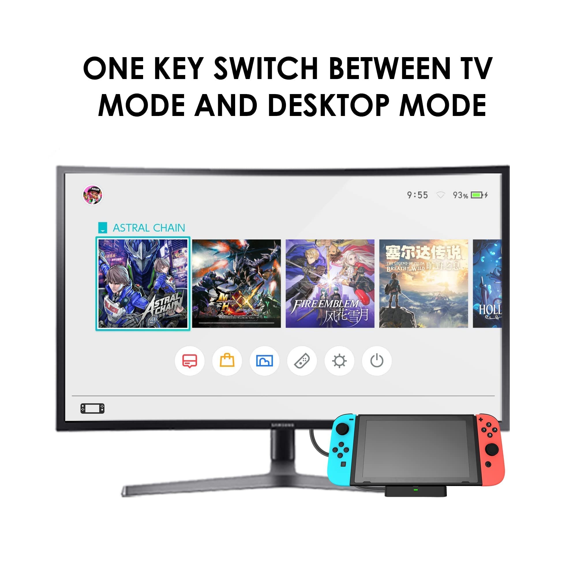 MOIPO Switch TV Dock, Multifunctional Switch TV Docking Station for TV, Built-in Joycon Charger with 4K HDMI Output