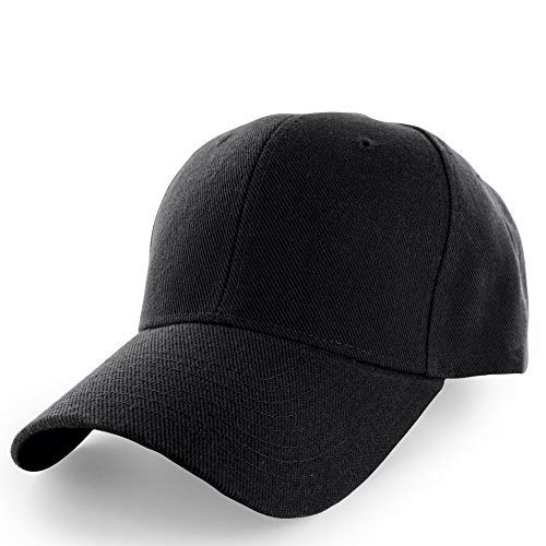 Kangora Plain Baseball Cap Adjustable Men Women Unisex | Classic 6-Panel Hat | Outdoor Sports Wear (20+Colors) (Black)