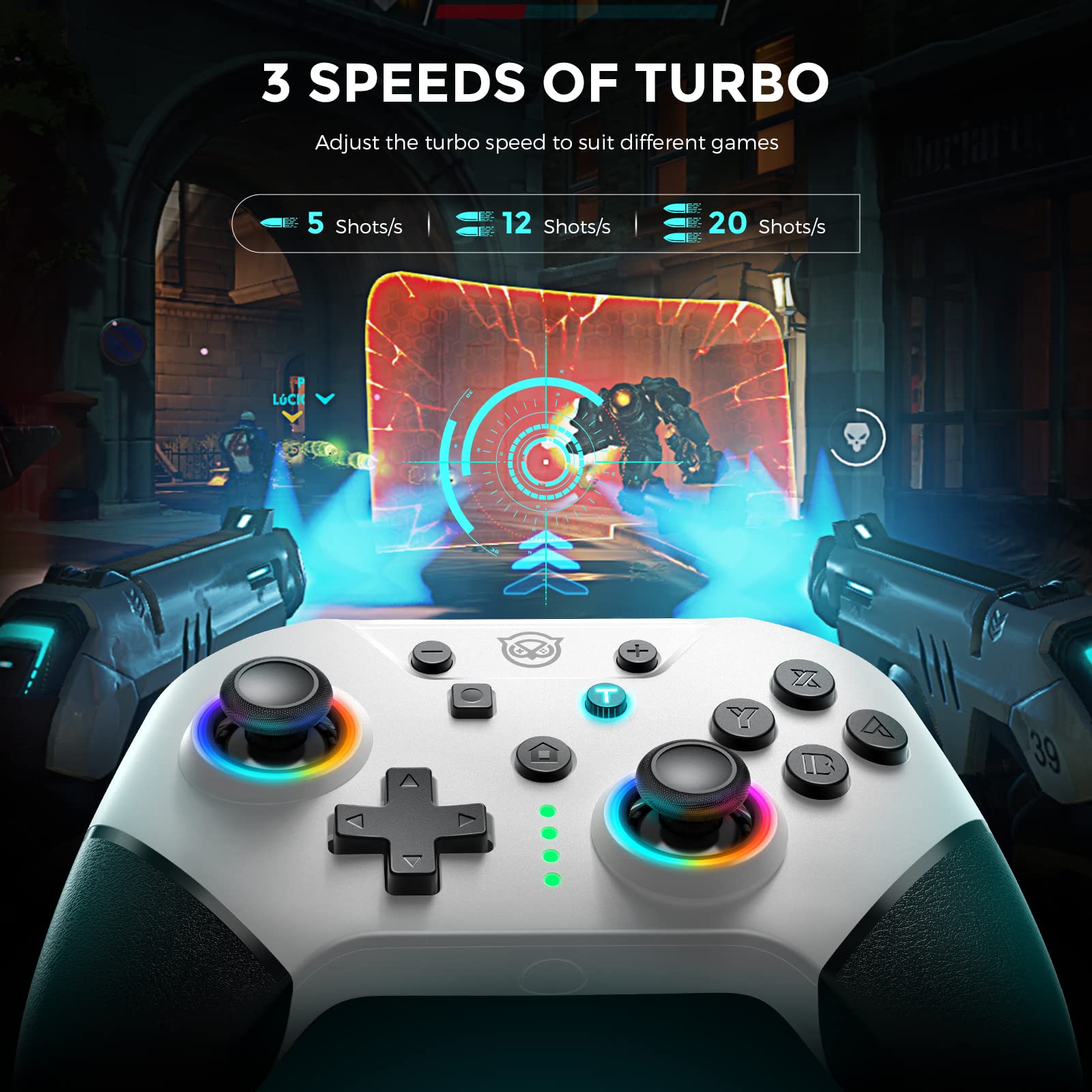 NYXI Chaos swith controller with Hall Joystick, switch pro controller wireless for Switch/Lite/OLED, Hall Effect Controller with RGB Light, Programmable, Turbo, Vibration, Wake Up