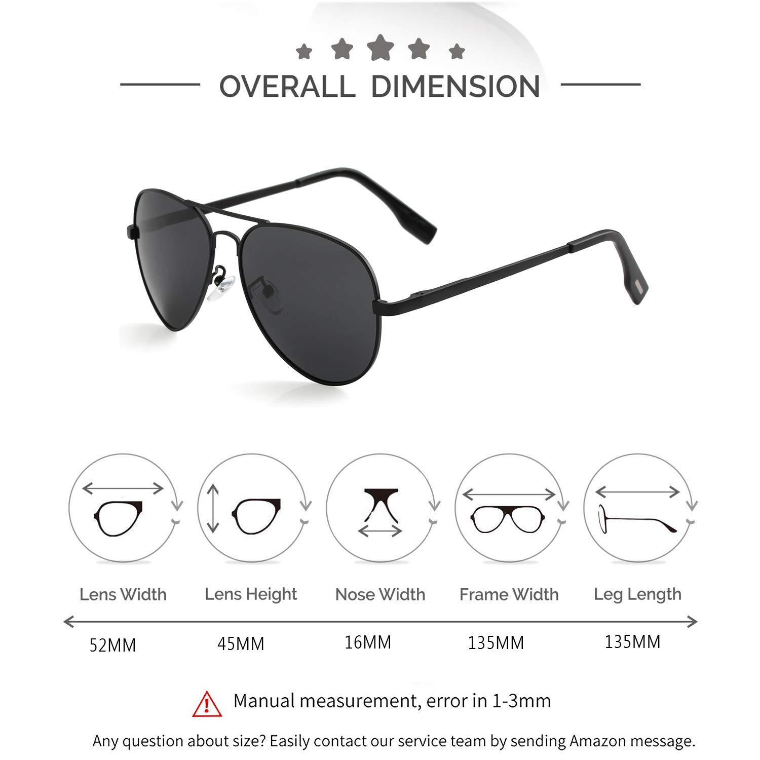 Kursan Polarized Aviator Sunglasses for Small Face Women Men, 100% UV400 Protection, 52MM ((2 Pack) Black Frame Black Lens/Gold Frame Black Lens)