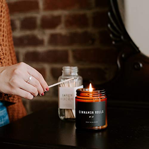 Sweet Water Decor Cinnamon Roll Candle | Cinnamon, Icing, Buttery Pastry Fall Scented Soy Candles for Home | 9oz Amber Jar, 40 Hour Burn Time, Made in the USA