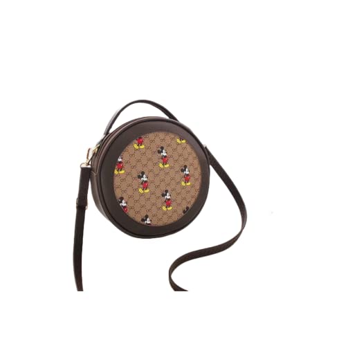 Srluckb round cartoon character purse/crossbody/adjustable strap (Dark brown)