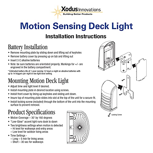 Xodus Innovations BL775D Battery Operated Motion Activated LED Deck and Stair Light, Outdoor or Indoor Use, Weather Resistant, Bronze-Single