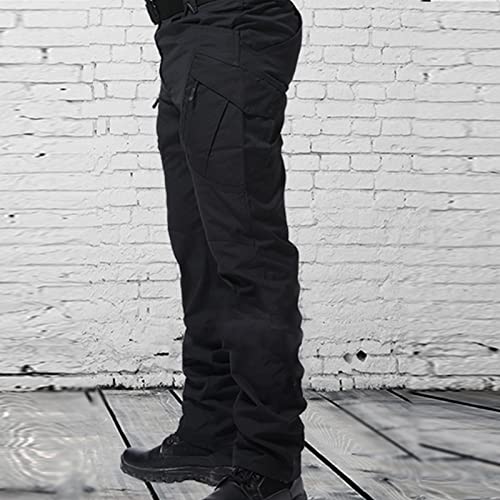 Men's Assault Tactical Pants Big & Tall Outdoor Military Cargo Pants Zip Pockets Combat Pants Work Utility Trousers Black