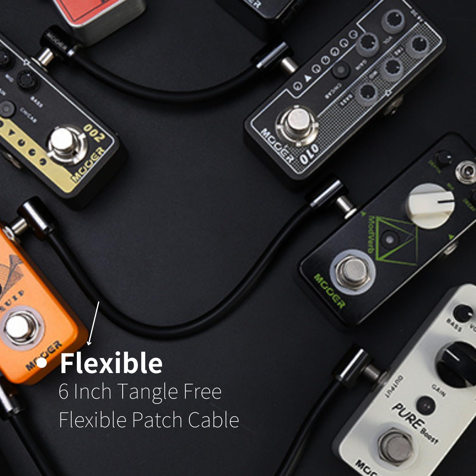 MOOER E7 Mini Guitar Synth Pedal with 7 Presets 7 Slots 7 Different Typical Electronic Synthesizer Bundled with 3 pcs FC-Series 6 Inch Pedal Cable