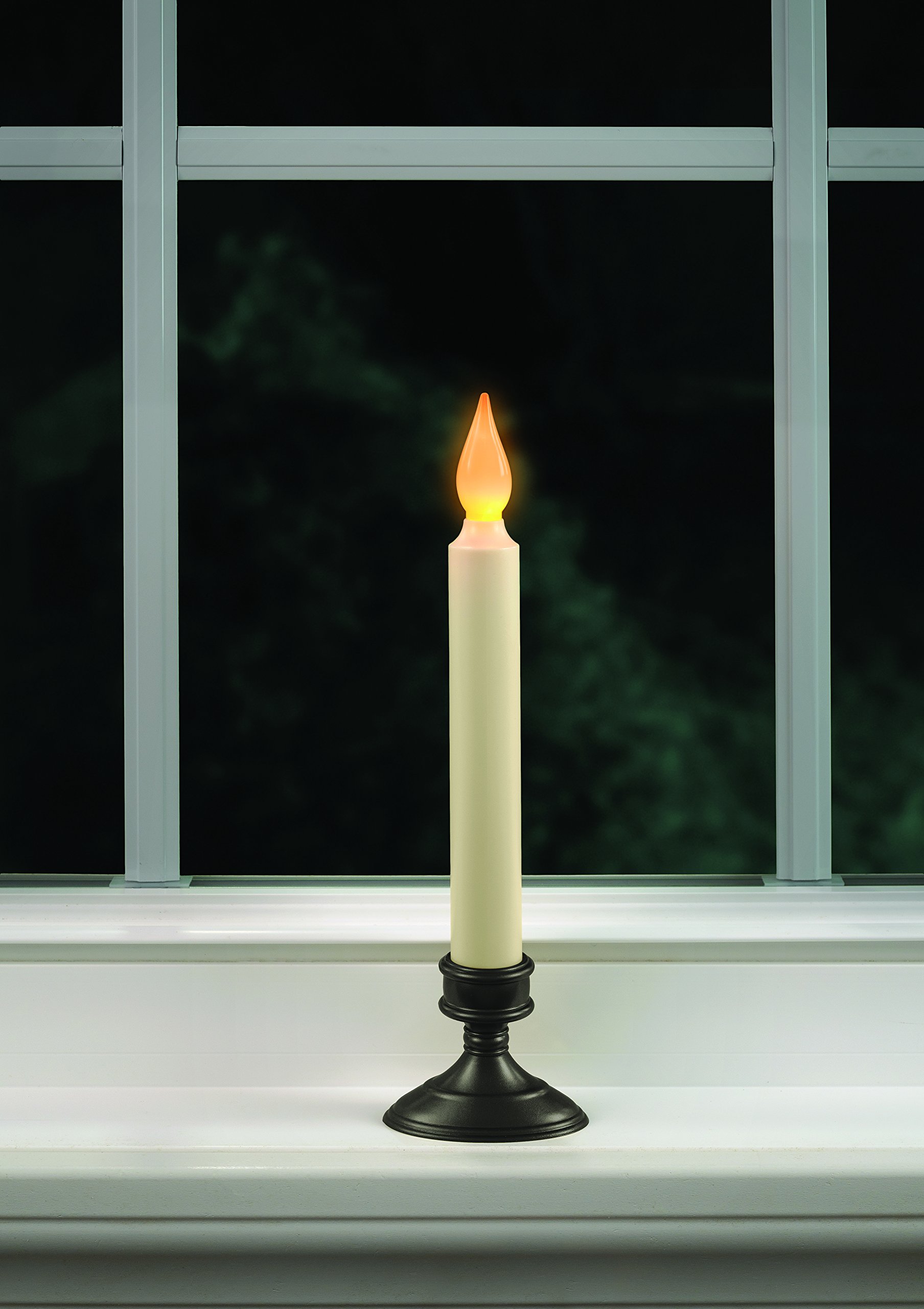 Xodus Innovations FPC1205A-4 Battery Operated LED Window Candle, Dusk to Dawn Light Sensor, Aged Bronze Plastic Base, Amber Flicker Flame, 8 - 7/8 Inch Tall (4 PACK)