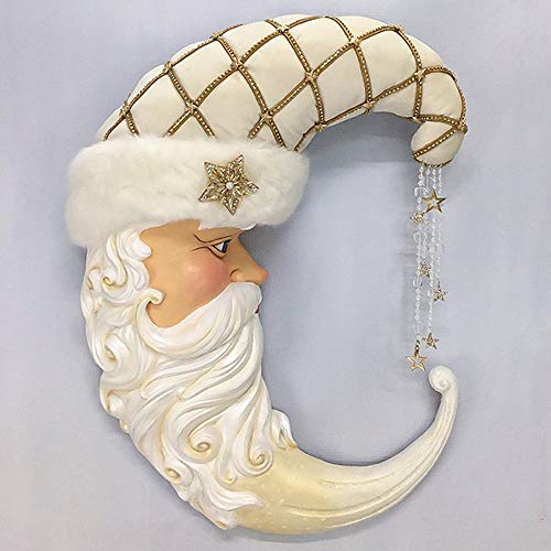 Katherine's Collection 2020 Moon Struck Santa Wall Decor Piece White Resin