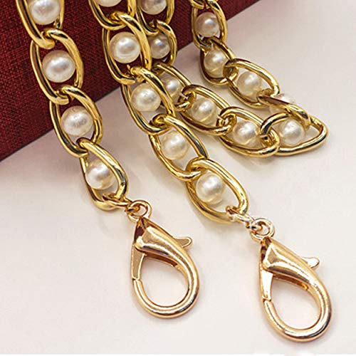 Metal Chain Pearl Handbag Purse Replacement Chain Strap Purse Making for Women (3pcs 47inch)