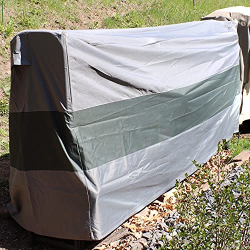 Sunnydaze Log Rack Cover - Gray with Green Stripe - 300D Polyester with PVC Backing - Heavy Duty Outdoor Accessory for Patio, Deck and Backyard - 5-Foot