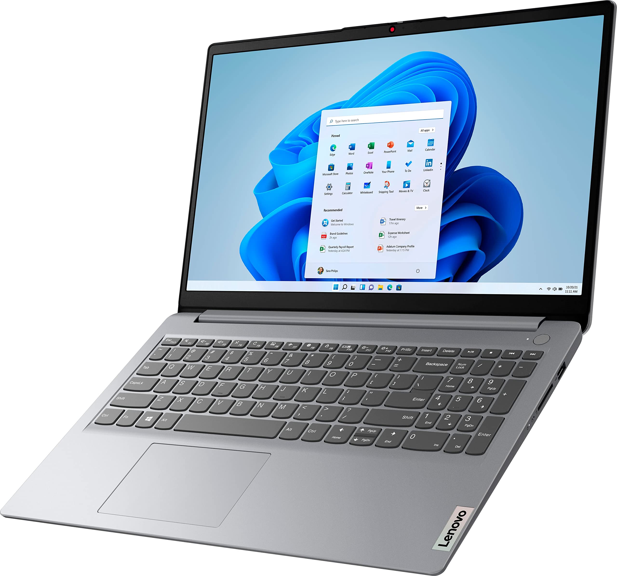 Lenovo IdeaPad 1 15.6" HD Laptop, AMD Athlon Silver 3050U, 4GB RAM, 128GB eMMC, Windows 11 Home, Cloud Grey