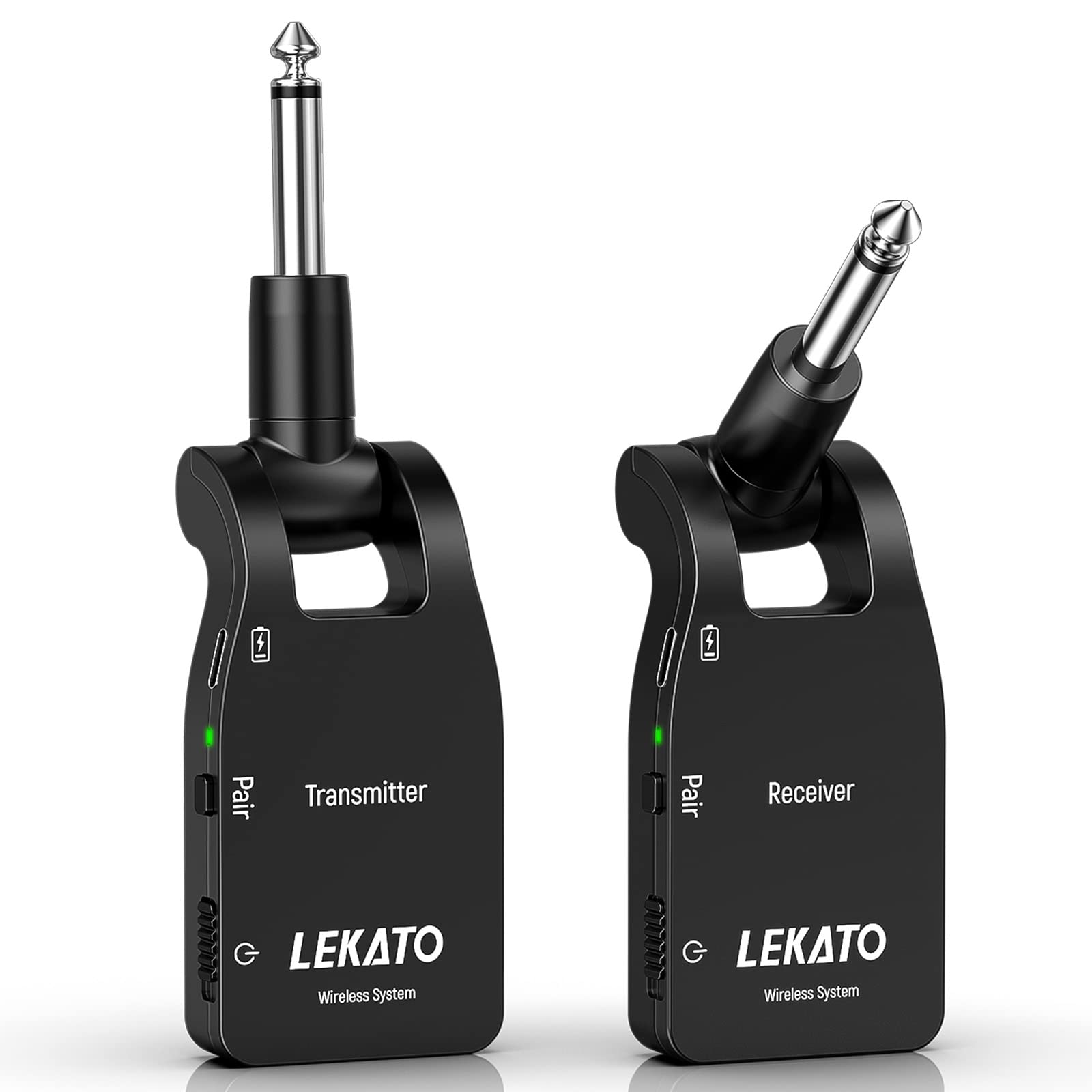 LEKATO Wireless Guitar System 2.4GHz Wireless Guitar Transmitter Receiver with 6 Channels Rechargeable Wireless Audio Digital Guitar System 100 feet Transmission Range for Electric Guitar Bass