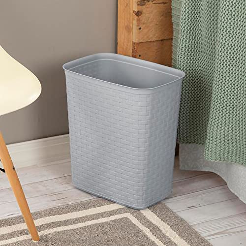 Sterilite 10386A06 Weave 5.8 Gallon Plastic Home Office Bedroom Bathroom Waste Bin Basket Trash Garbage Can, Cement Gray (18 Pack)