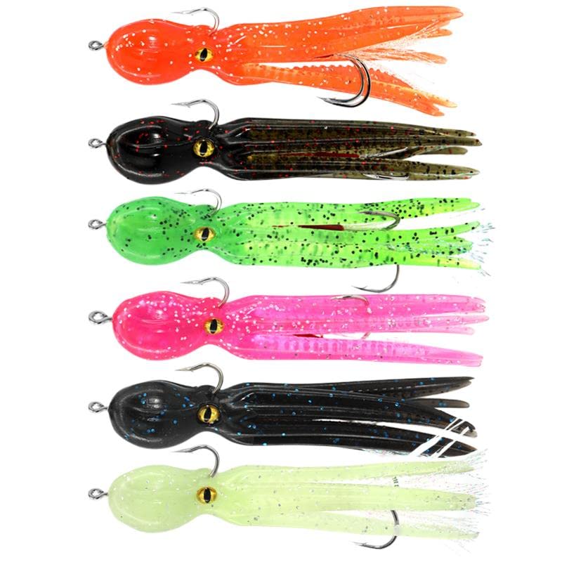 Madi Kay Designs Fishing Gear 八爪鱼钩章鱼钩内置铅块配铁板双钩船钓软饵