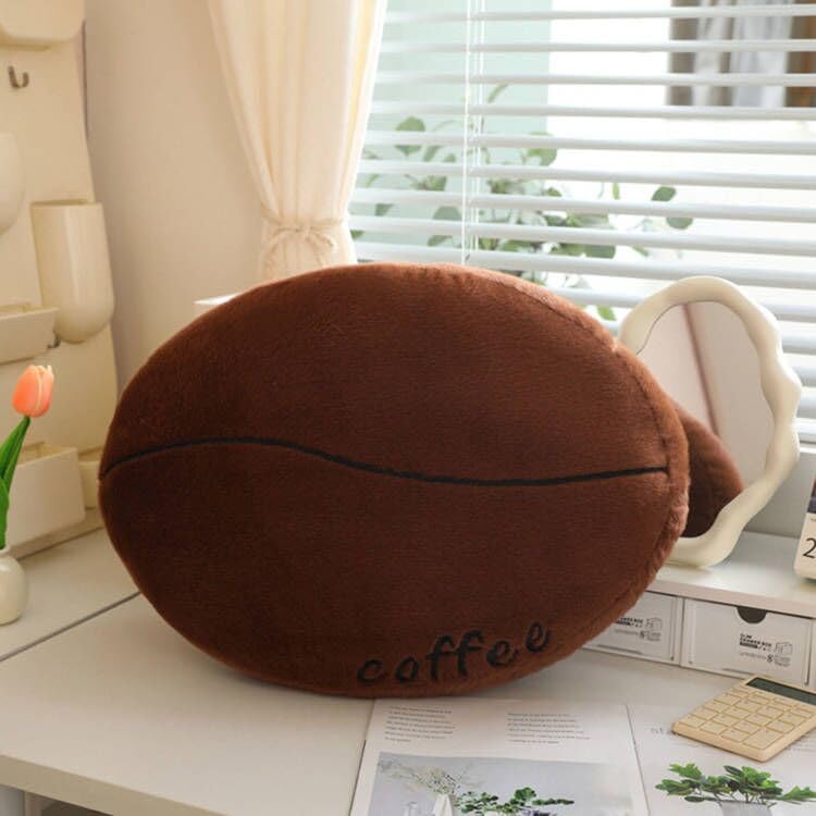 TZMAPU Coffee Bean Plush Pillow, Cute Stuffed Coffee Bean Sofa Cushion, Fruits Doll Toy, Cozy Pillow for Sofa, Office, Cushion, Lounge, Gifts for Kids and Adults(Coffee Color,20inch)