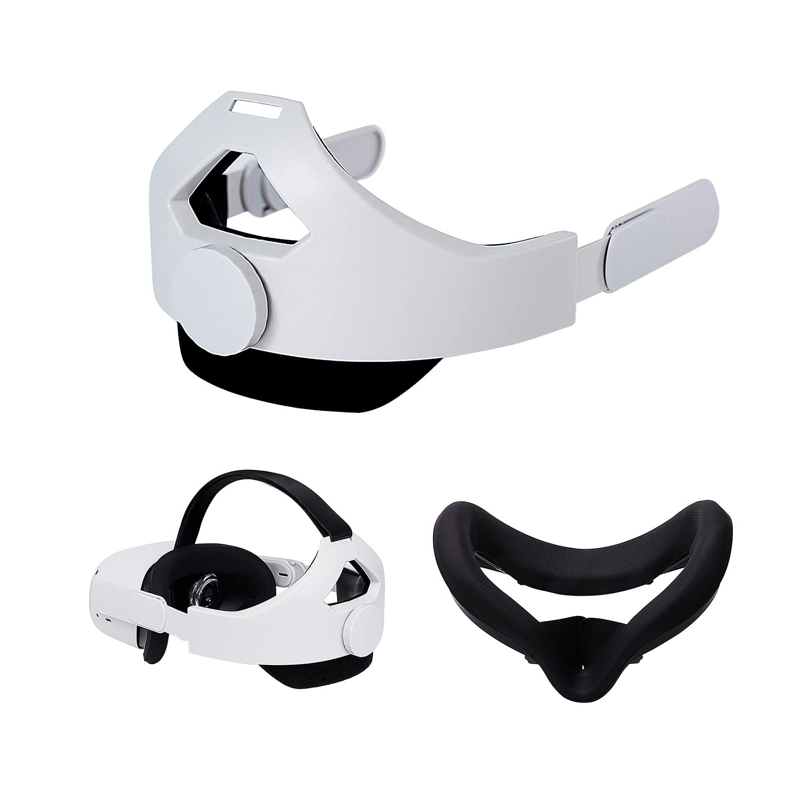 OOAVR VR Head Strap and VR Face Pad for Meta/Oculus Quest 2,Comfortably and Adjustable Elite Headstrap for Different Headform,Stable and Better Balance