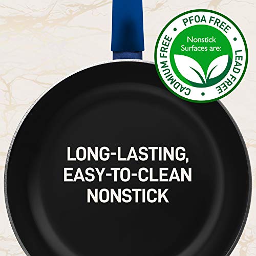 NutriChef 12-Pc Blue Nonstick Cookware Set - Professional Pots & Pans with Durable Coating, All Cooktops Compatible, Including Induction