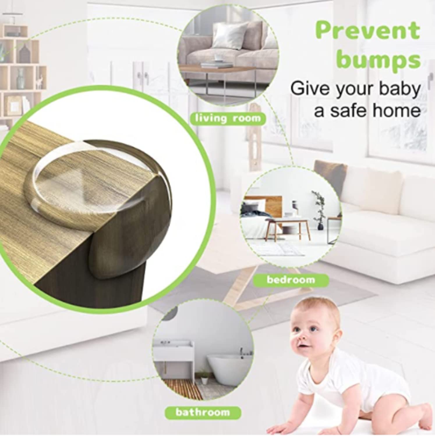 Soft Silicone Bumper with Upgraded Pre-Taped Strong Adhesive, Clear Child Safety Edge Protector(4pack) for Cabinets,Tables,Furniture