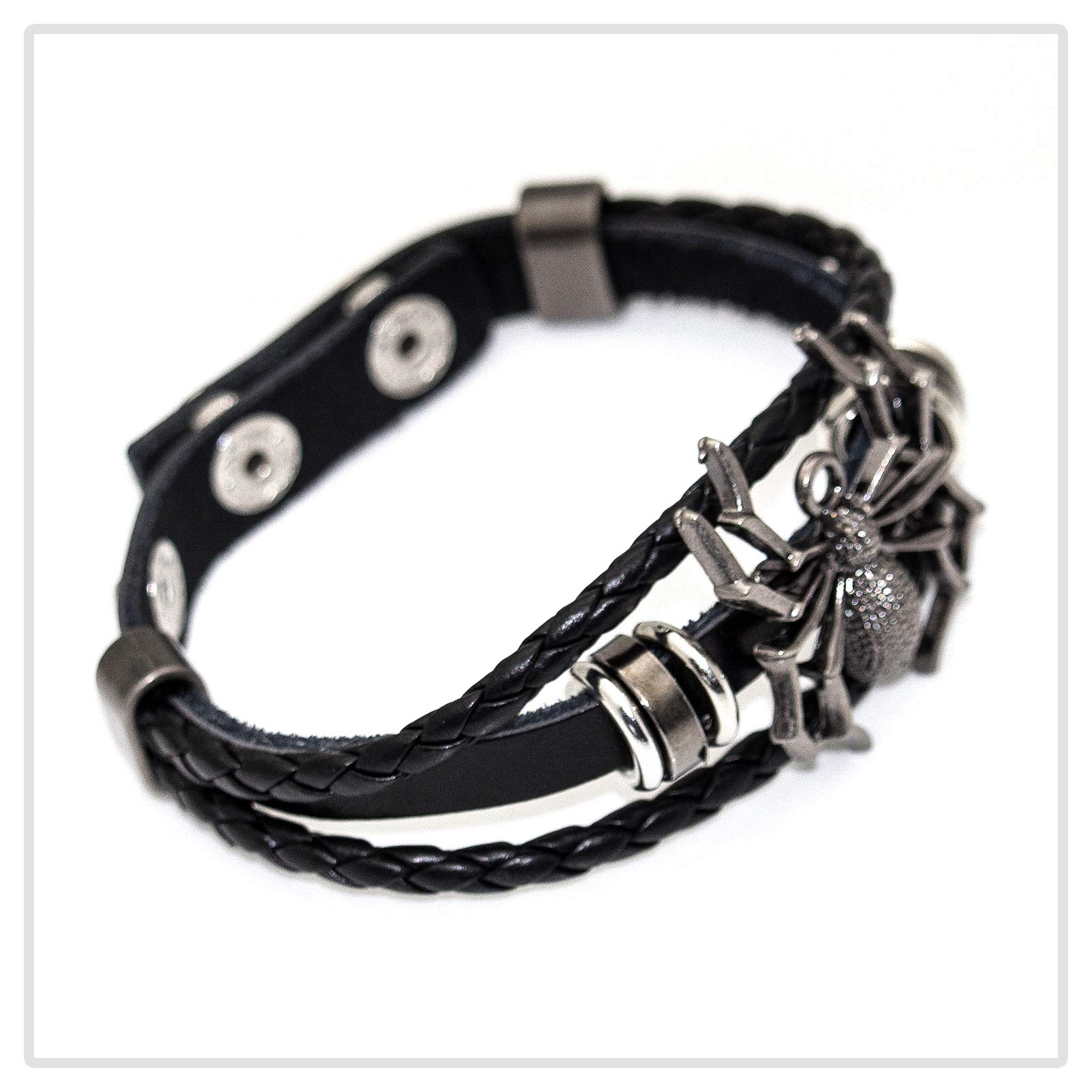 Mgutillart Punk Alloy Buckle Bracelet Spider Leather Bracelet(Spider)
