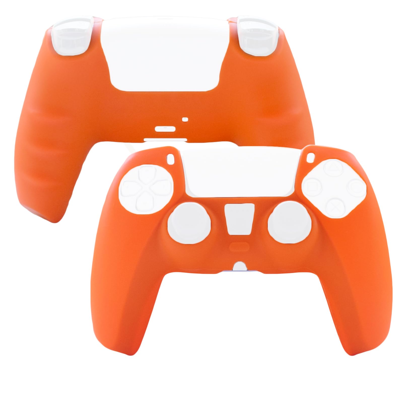 Pandaren PS5 Controller Skin, Silicone Soft PS5 Controller Cover for Sony Controller Sweat-Proof Anti-Slip Silicone Grips Hand Grip with 8pcs FPS Pro Thumbsticks Cap Protector(Orange)