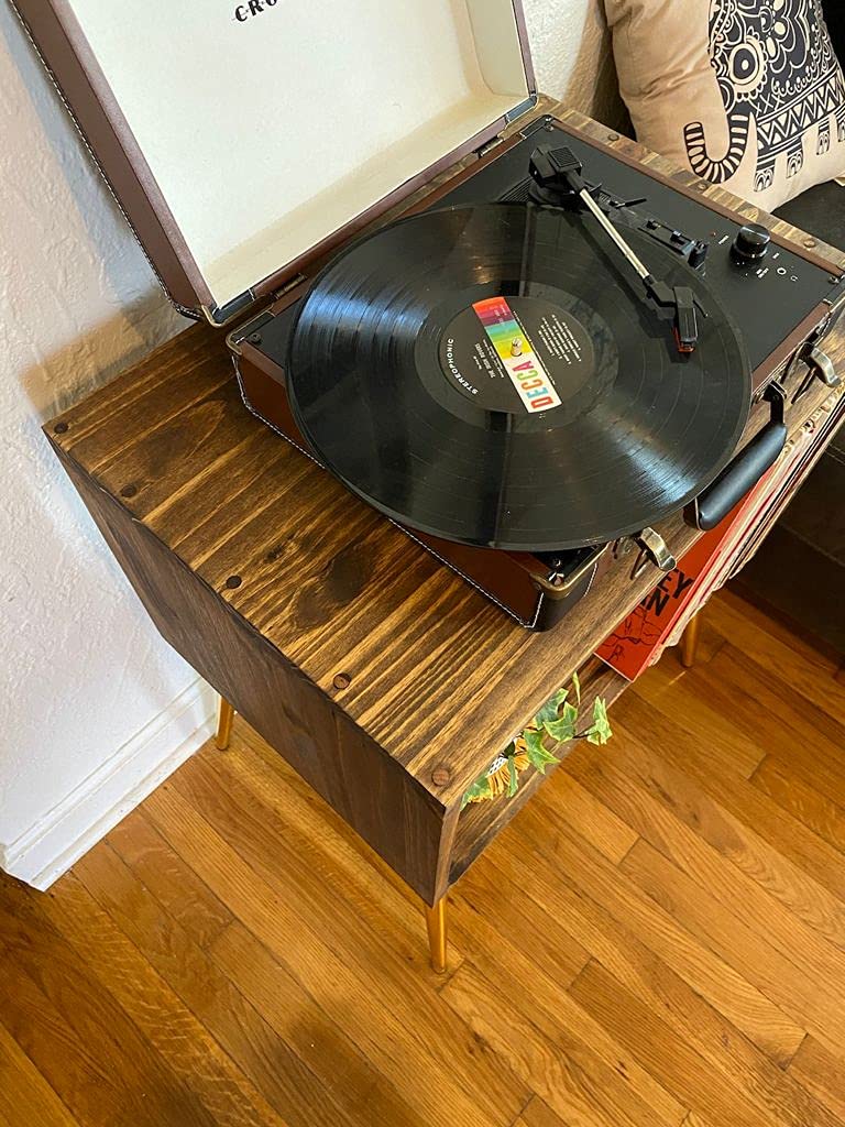 Table for Record Player Stand Cabinet MCM Mid Century Modern Metal Golden Legs Active Restock requests: 0