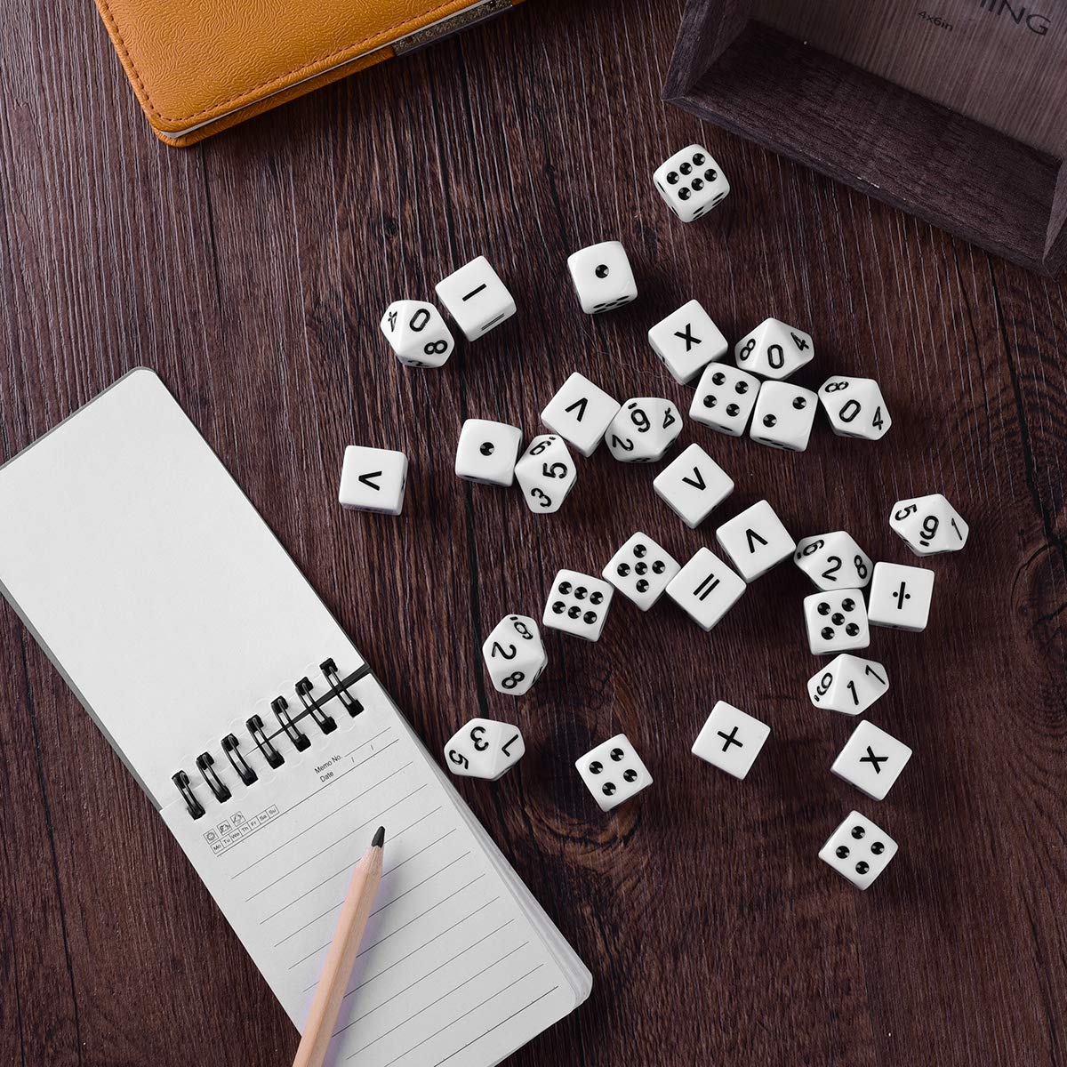 Lohoee Teaching Dice 16mm Math Dice Games for Kids 8-12 for Math Teaching Classroom Supplies Acrylic Material (10Pcs Math Operation Dice + 10Pcs Number Dice + 10Pcs Dot Dice)