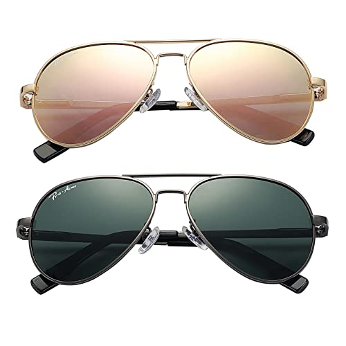 Pro Acme Small Polarized Aviator Night Vision Sunglasses for Kids and Youth Age 5-18, with Two Sizes 50mm 52mm