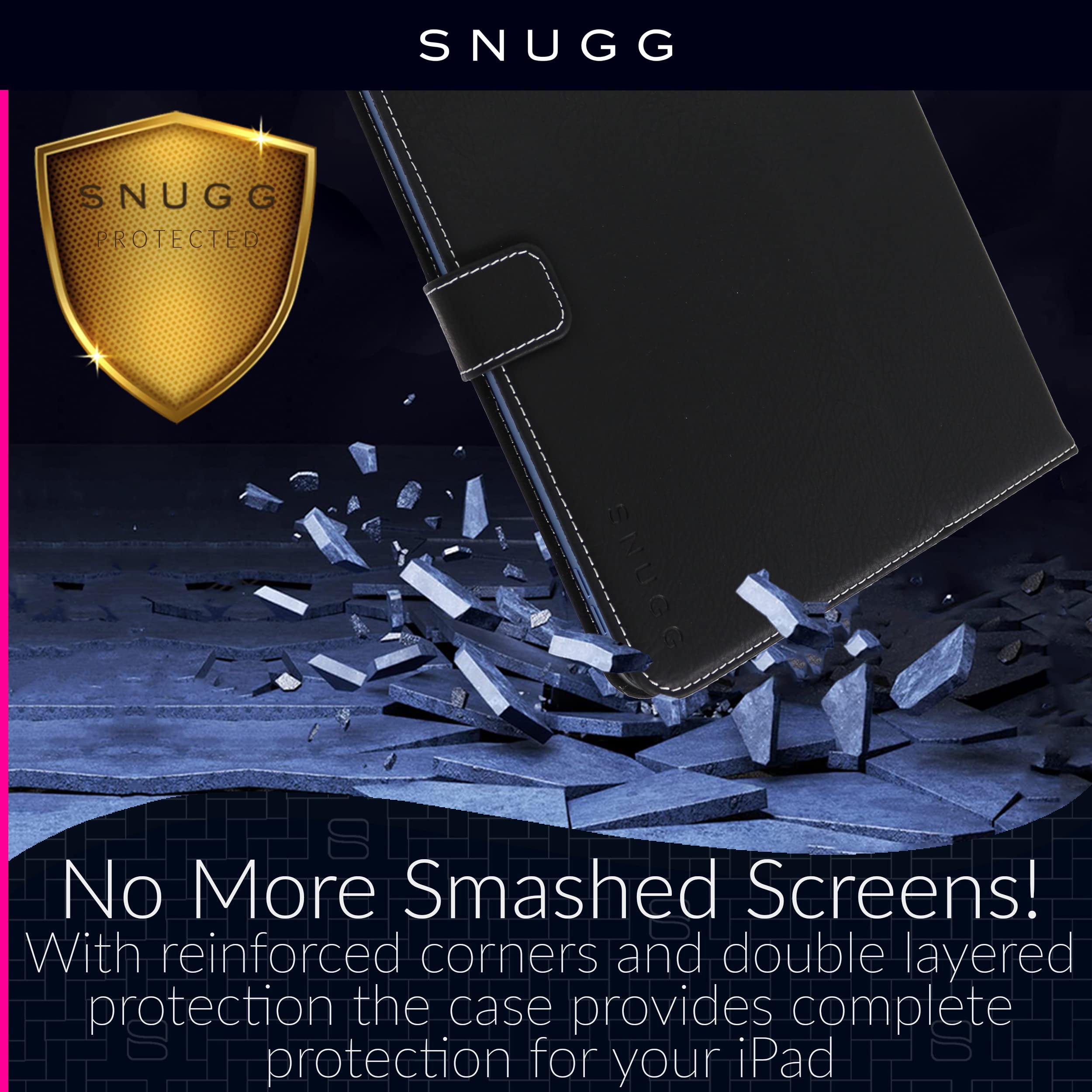 Snugg iPad 10th Generation Case (2022) - Leather Protective 10th Gen iPad case - Cover with Flip Stand for 10.9 inch iPad Case 10th Generation - Blackest Black