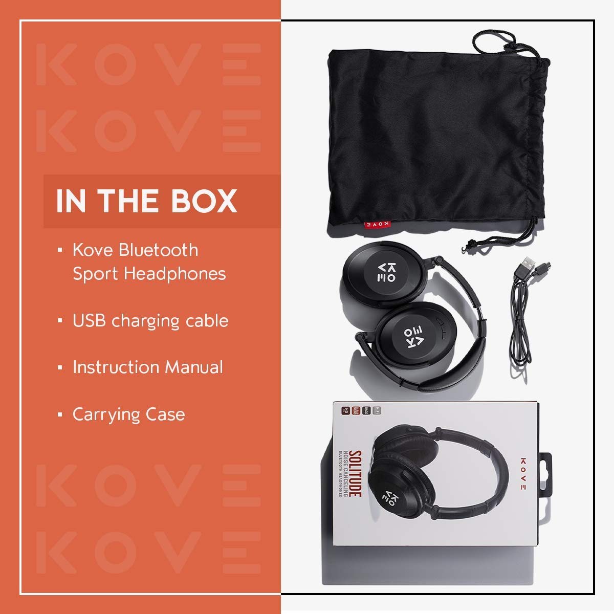 Kove NCH Noise Cancelling Bluetooth Headphones - Active Noise Cancellation, Built-In Microphone, Wireless and Rechargeable - Over Ear Buds For Work, Travel Gaming And Workouts