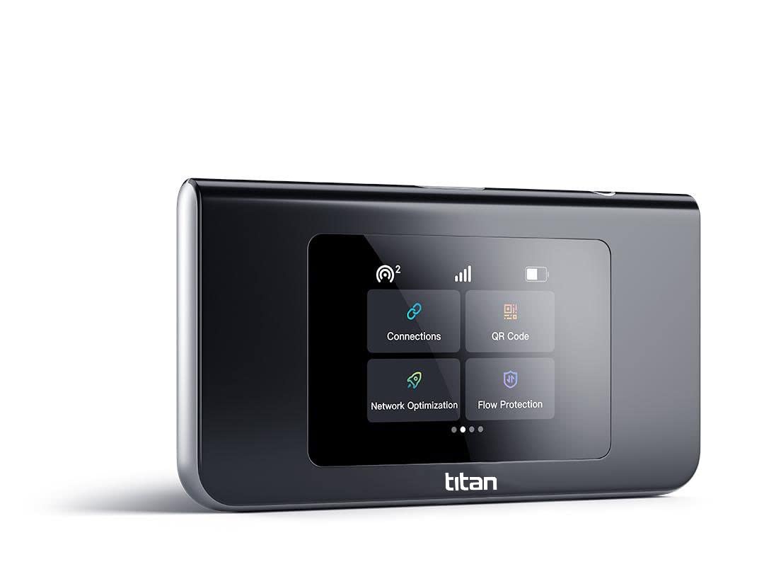 Titan Mobile | 4G LTE WiFi Mobile Hotspot | Global Coverage | Up to 10 Connected Devices | Rapid Carrier Switch Technology | All Three Major Carriers | New Cloud SIM Technology, No SIM Card Needed