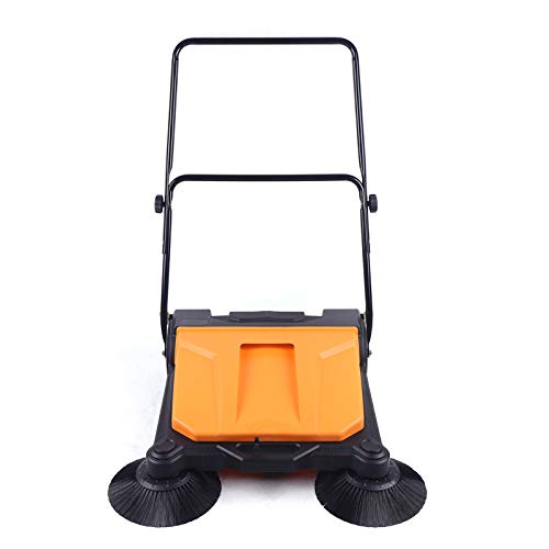 Xuthusman 26inch Industrial Outdoor Hand Push Sweeper Floor Pavement Street Sweeping Broom Tool Walk-Behind Sweeping Machine 15L(26inch)