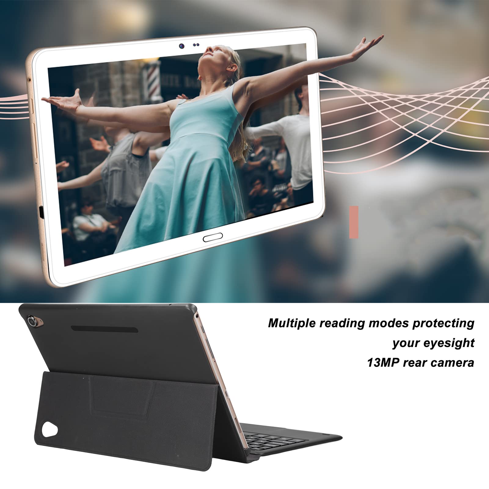 Tablet, 2.5K HD 700MHz Smart Switching Main Frequency 128G Mass Storage HD Tablet 13MP Rear Camera for Home Travel (US Plug)