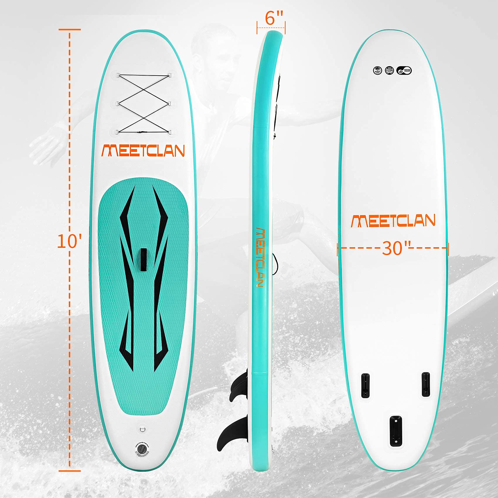 MEETCLAN Stand Up Paddle Board for Adults Inflatable 10'x30''x6'' 16.7lbs Lightweight SUP Paddleboard with Non-Slip Deck, ISUP Accessories & Backpack