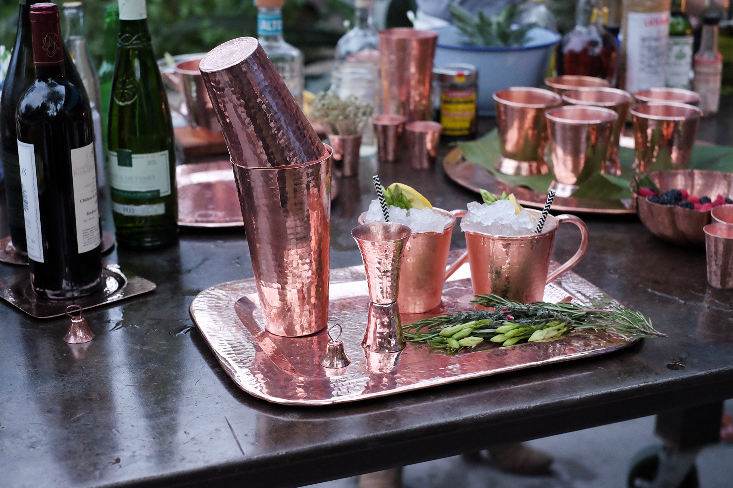 Sertodo Copper Boston Maraka Cocktail Shaker Set, Hand Hammered 100% Pure Copper, 18 oz Cup, 30 oz Cup