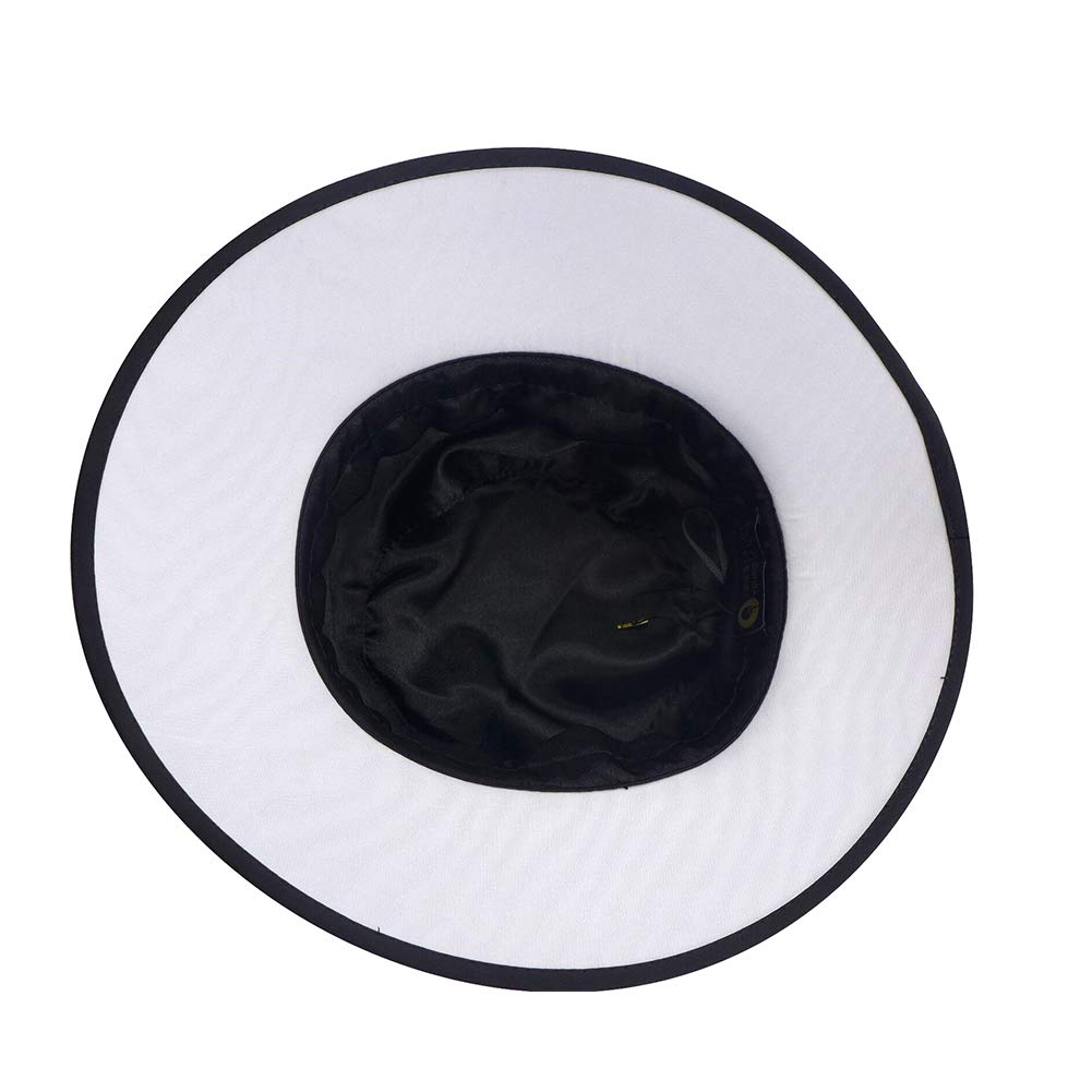 June's Young Women Church Hats Formal Dress Derby Hats with Feather Elegant Bucket Hats (Black/white)