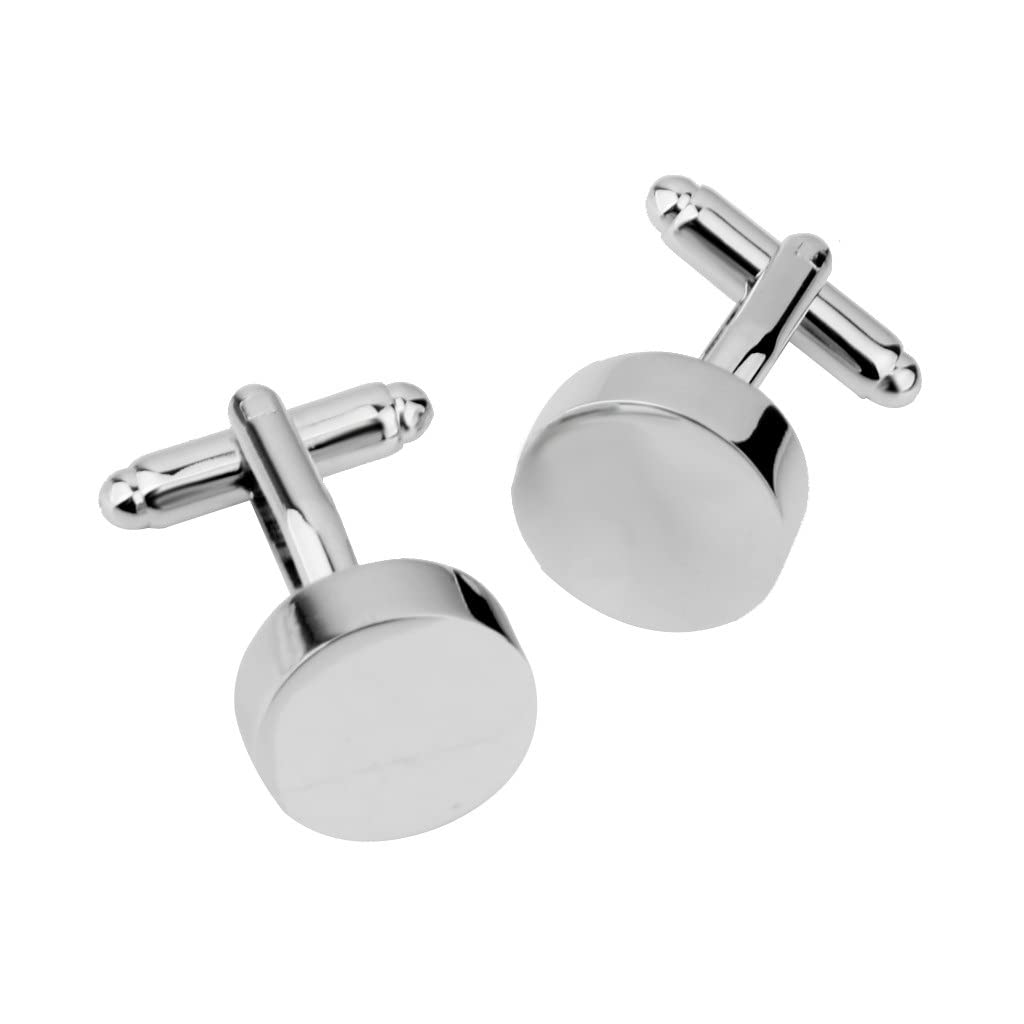 Round Stainless Steel Cufflink for Men Groom Shirt Suit Wedding Cuff Links (Color : A, Size : One Size) (A One Size)