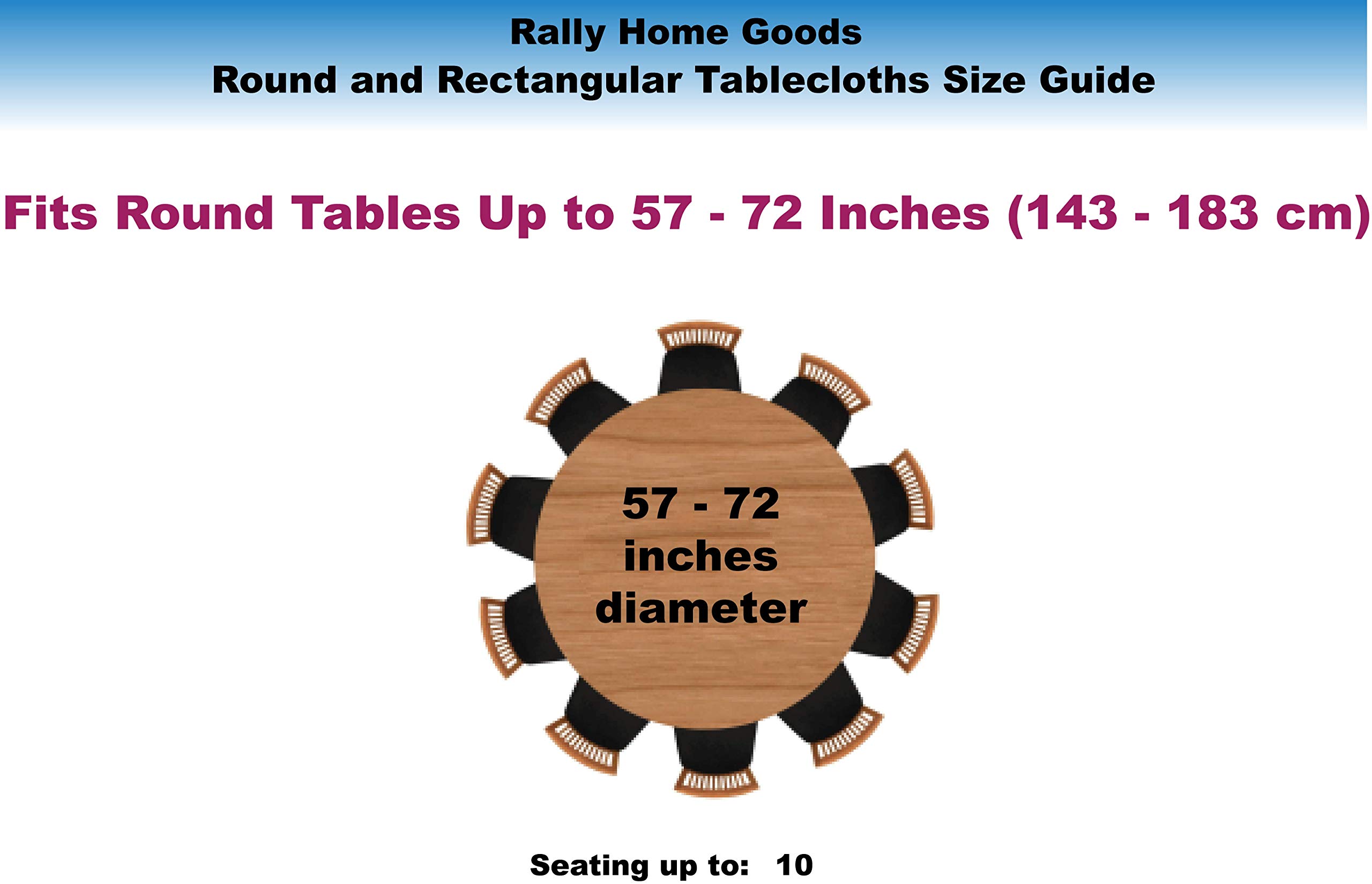 Rally Home Goods Indoor Outdoor Patio Round Fitted Vinyl Tablecloth, Flannel Backing, Elastic Edge, Waterproof Wipeable Plastic Cover, White Marble Pattern for 10-Seat Table of 57-72ββ Diameter