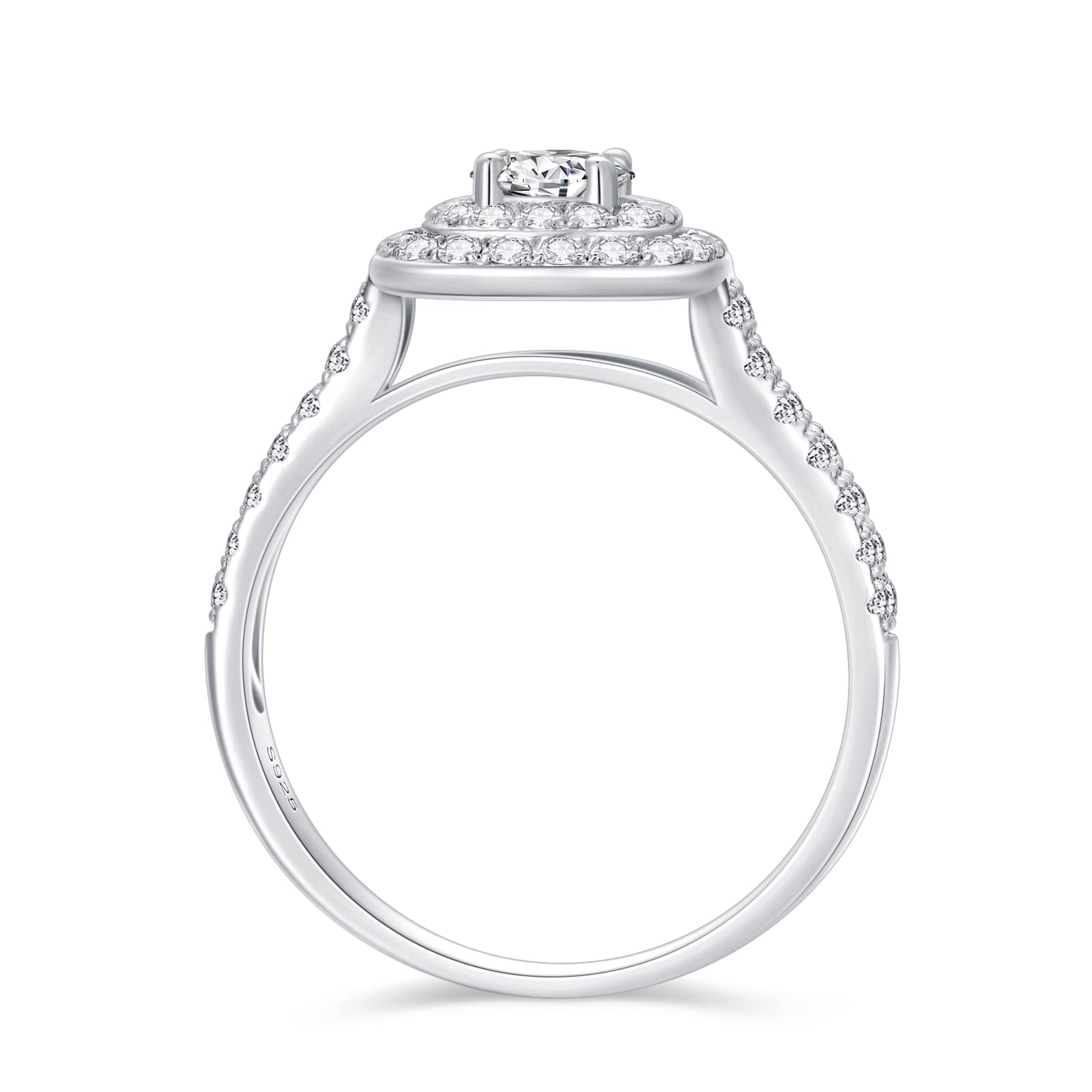 Molioaki 1-1/2 Carat (ctw) moissanite engagement rings for women Platinum Plated Silver ring moissanite rings-7.5