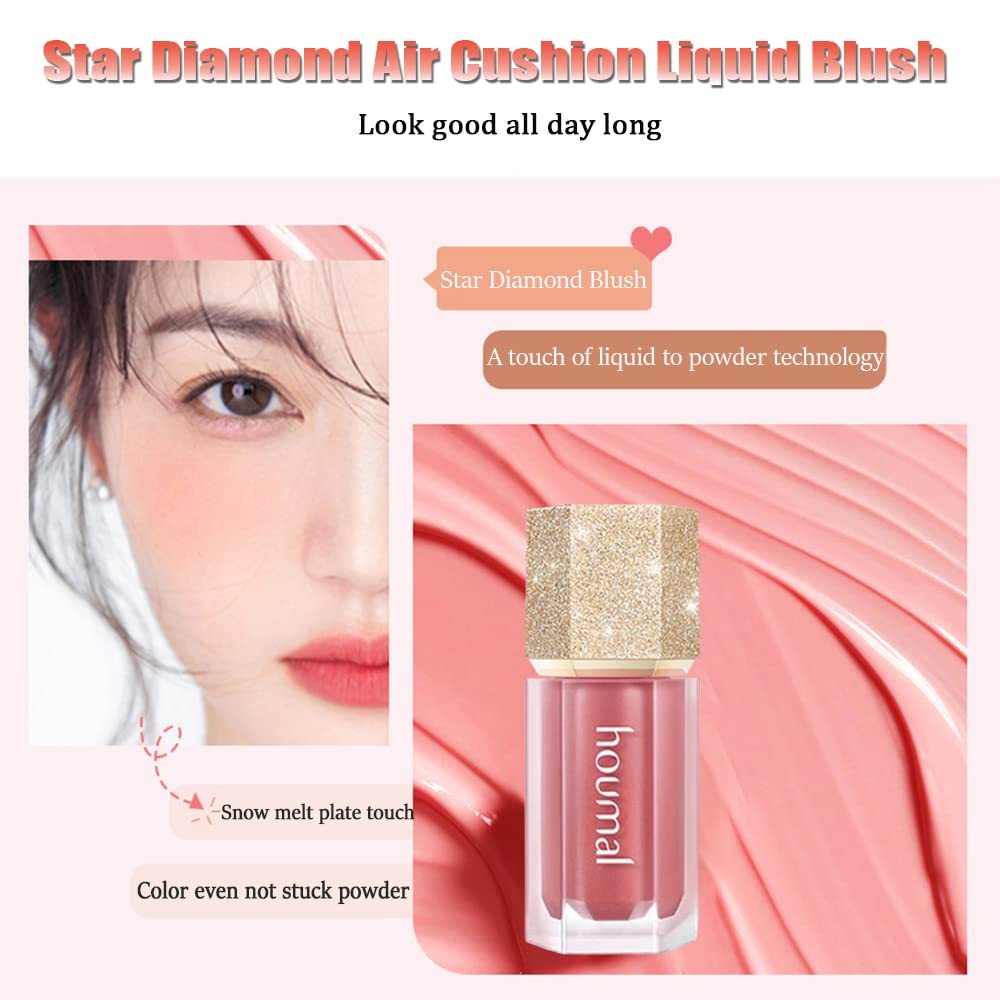 Soft Cream Liquid Blush Stick,Korean Liquid Blushes Cheeks Brush,Moisturizing Creamy Formula,Silky Smooth Lightweight Blendable Blush Lasting Sheer Rouge Tint, Natural-Looking Advanced Hazy Feeling (01# Smoked Pink)