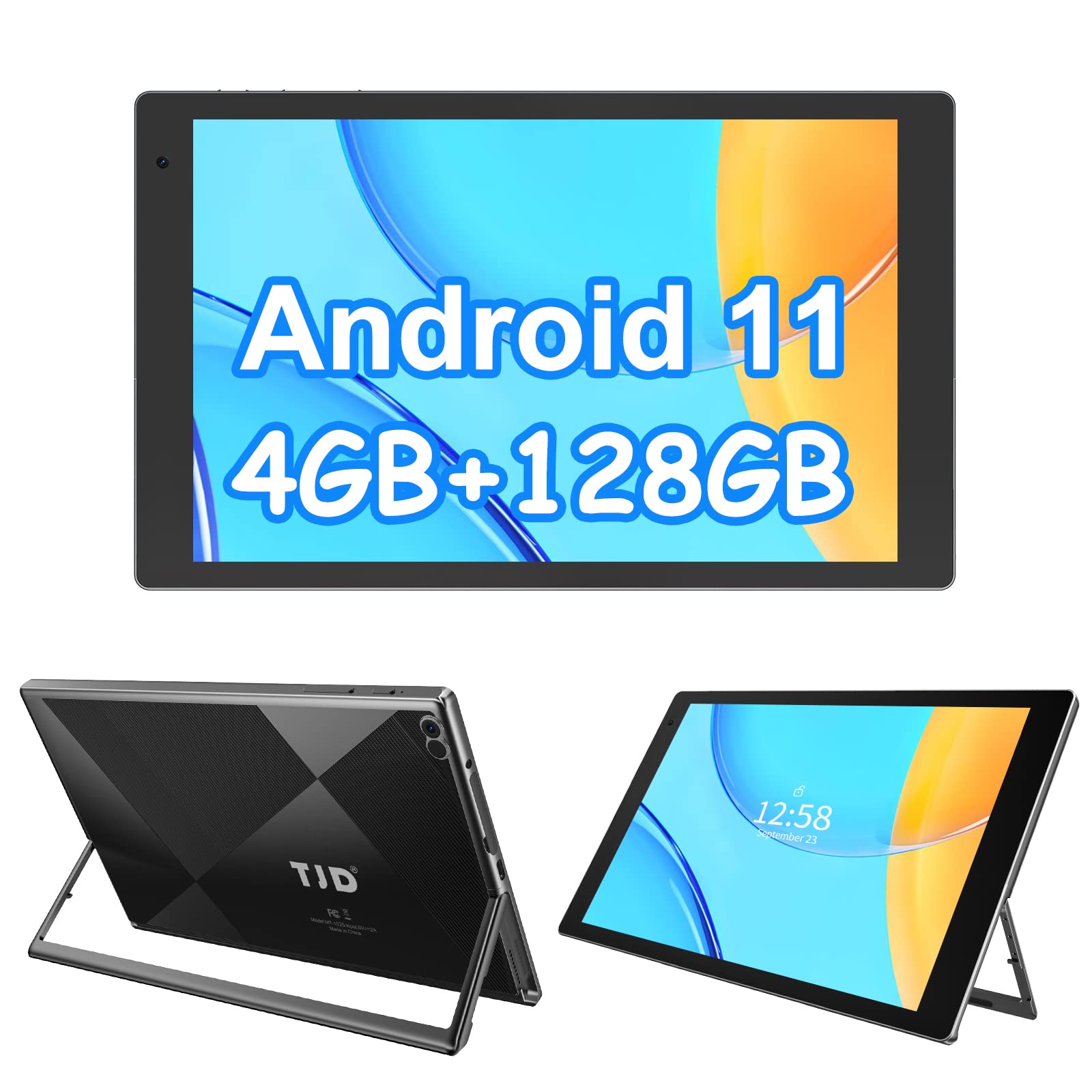 TJD Android 11 Tablet 10.1 Inch Tablets, 128GB ROM 512GB Expandable, Quad-Core Processor Tablet, 6000mAh Fast Charge, 8MP Dual Camera, IPS HD Touchscreen WiFi Bluetooth