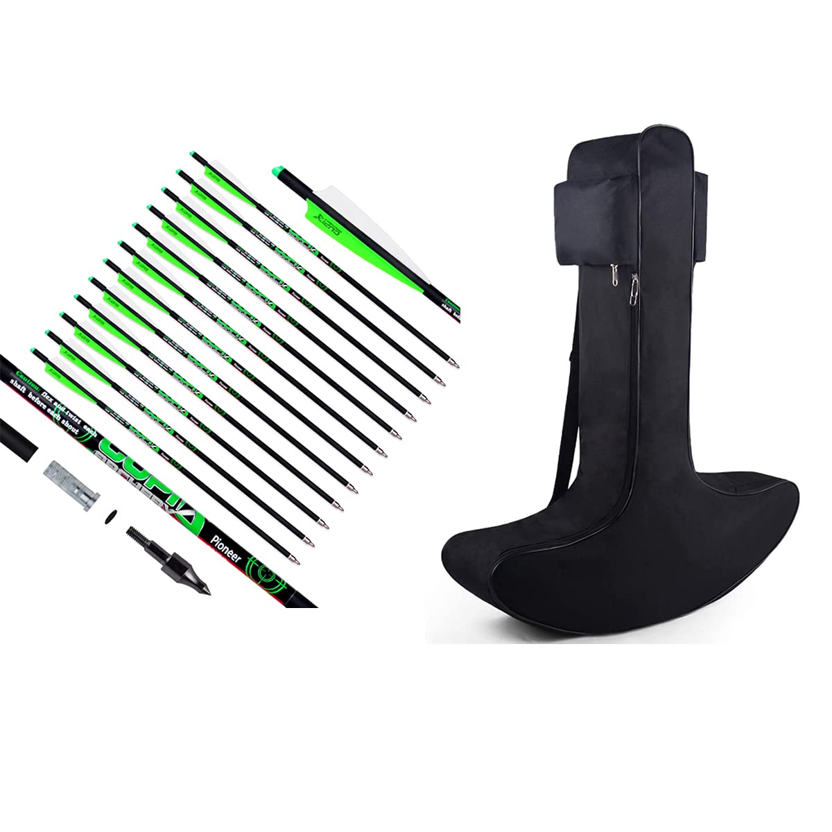 LWANO Crossbow Bolts 20 Inch Arrows with Removable Tips and Crossbow Case Soft Crossbow Bag