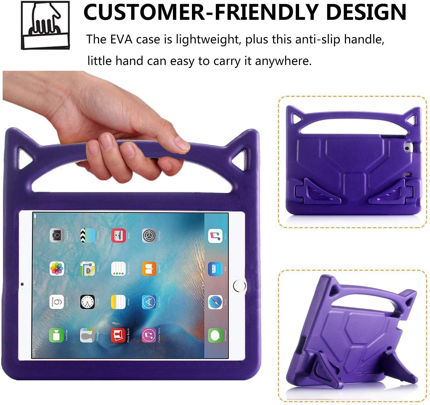 iPad Mini 6 Case for Kids : Safe Shockproof Protection for 8.3 inch Kid Proof + Ultra Lightweight + Comfort Grip Carrying Handle +Folding Stand-Purple