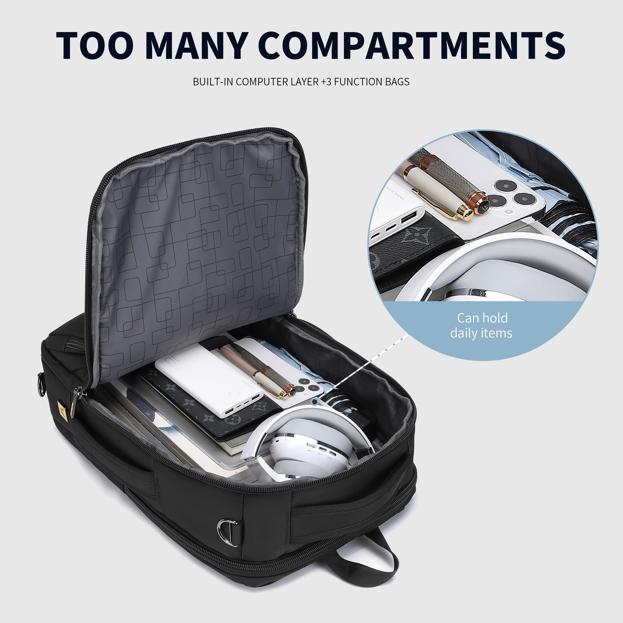MaxTh Travel Laptop Backpack Bag Computer Bag for Men & Women Fits 15.6 Inch Notebook (15.6inch + shoulder, 1-black)