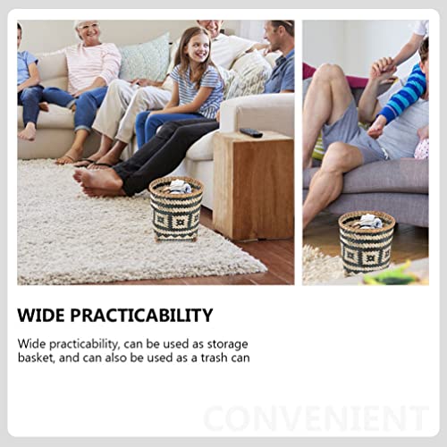 UPKOCH 1pc Weaving Trash Can Vintage Waste Paper Basket Bedroom Sundries Organizer