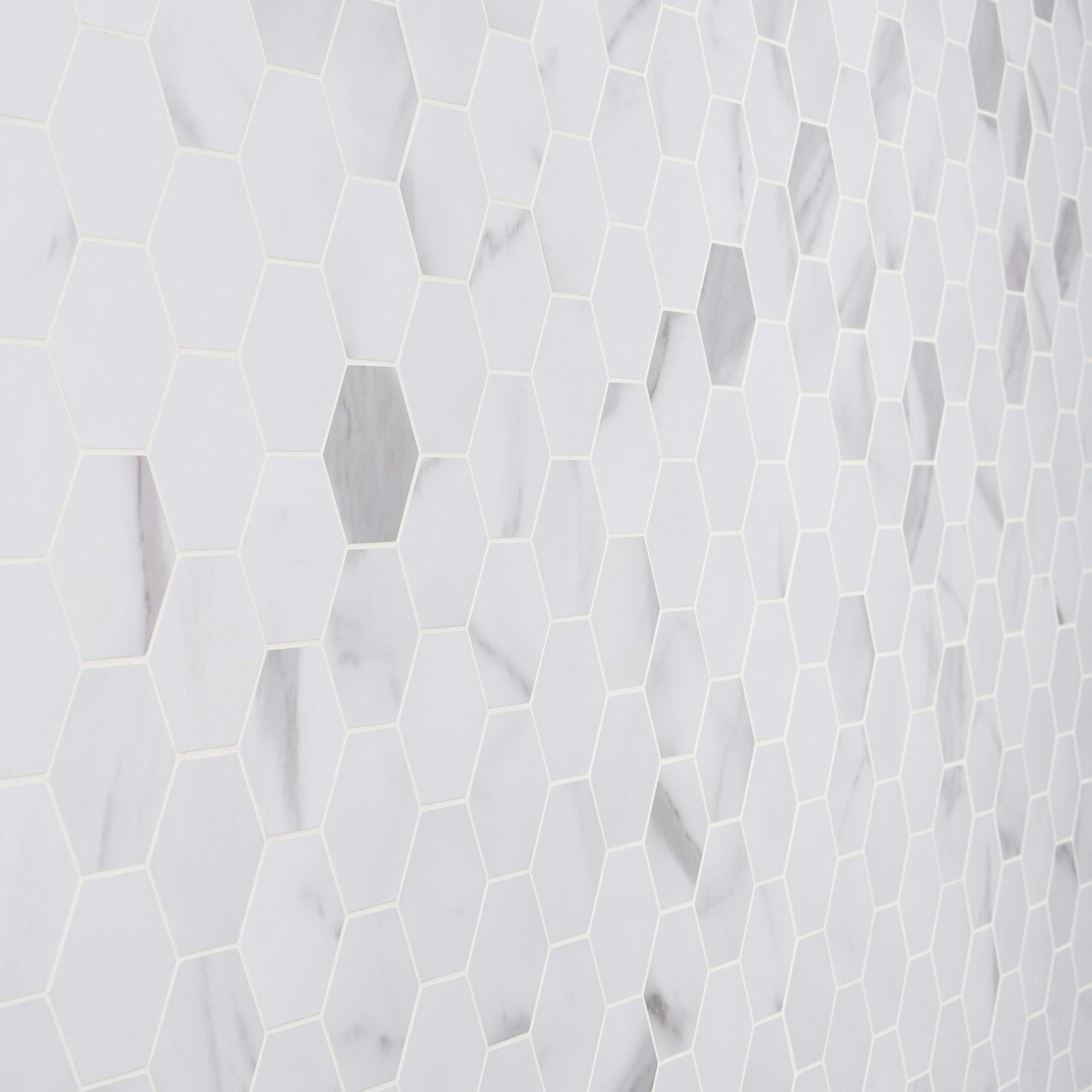 Luxe Core Hex Calacatta 11.61 in. x 11.81 in. SPC Peel and Stick Kitchen, Bathroom, Backsplash Tile (0.95 Sq. Ft. / Sheet)