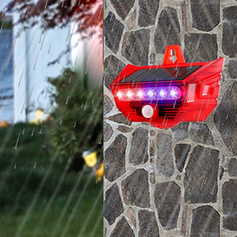 Solar Strobe Alarm Light Motion Sensor Siren Outdoor IP65 Waterproof Solar Security Light 129DB Siren Alarm with Remote Control for House, Farm, Villa, Driveway, Warehouse